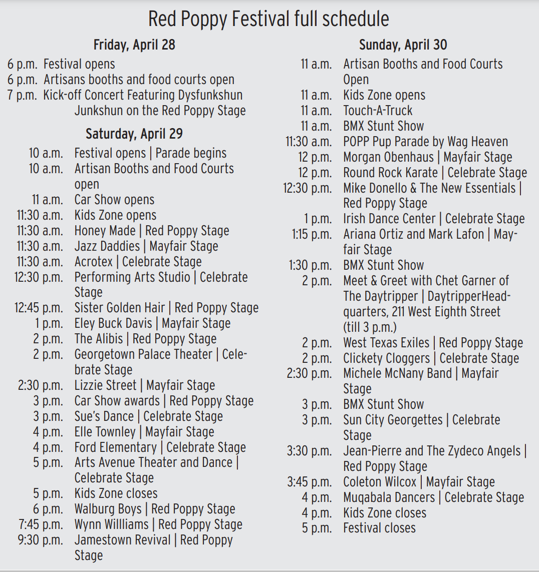 Georgetown's Red Poppy Festival is April 28-30 | Williamson County Sun