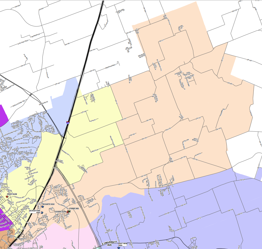 New Georgetown ISD attendance zones for elementary, middle schools ...
